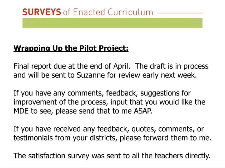 PPT - Wrapping Up the Pilot Project: PowerPoint Presentation, free ...