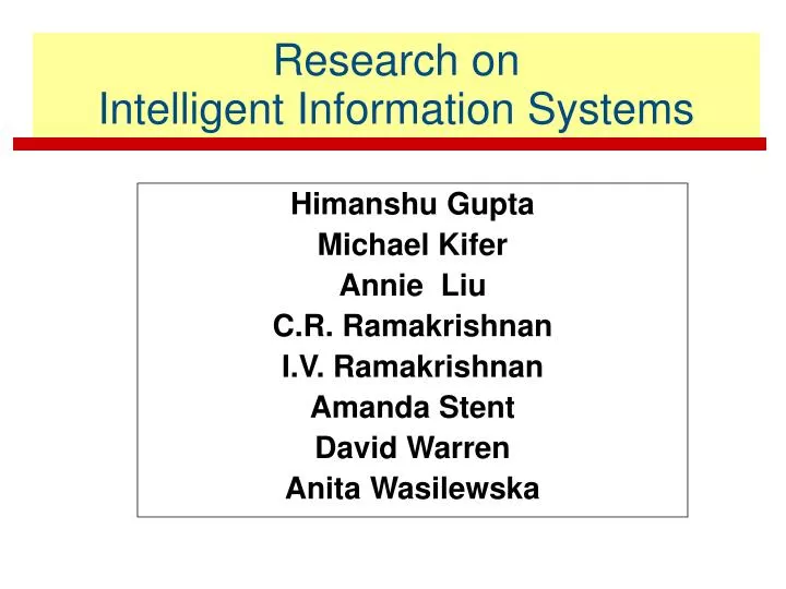PPT - Research on Intelligent Information Systems PowerPoint ...