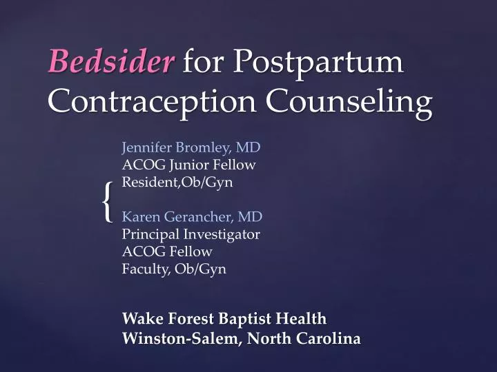 PPT - Bedsider for Postpartum Contraception Counseling PowerPoint ...