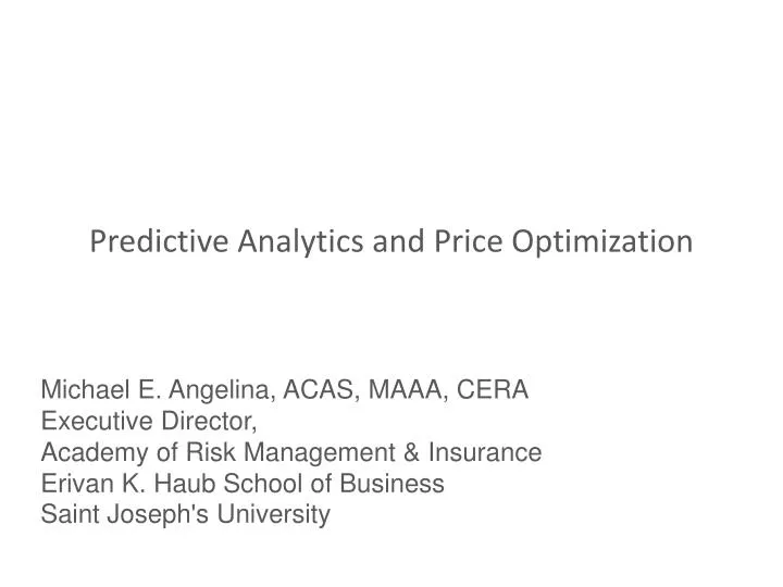 PPT - Predictive Analytics and Price Optimization PowerPoint Presentation - ID:5764663