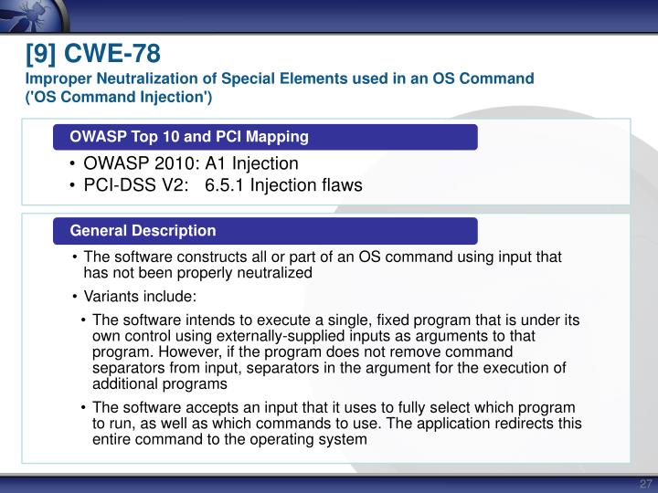 PPT - 2010 CWE/SANS Top 25 with OWASP Top 10 and PCI DSS V2 Mapping PowerPoint Presentation - ID ...
