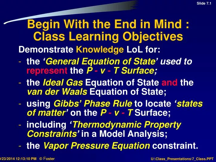 PPT - Begin With the End in Mind : Class Learning Objectives PowerPoint ...