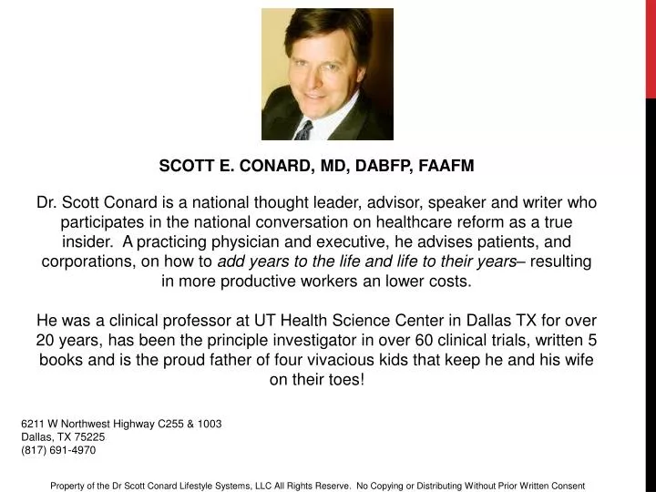 PPT - SCOTT E. CONARD, MD, DABFP, FAAFM PowerPoint Presentation, free ...