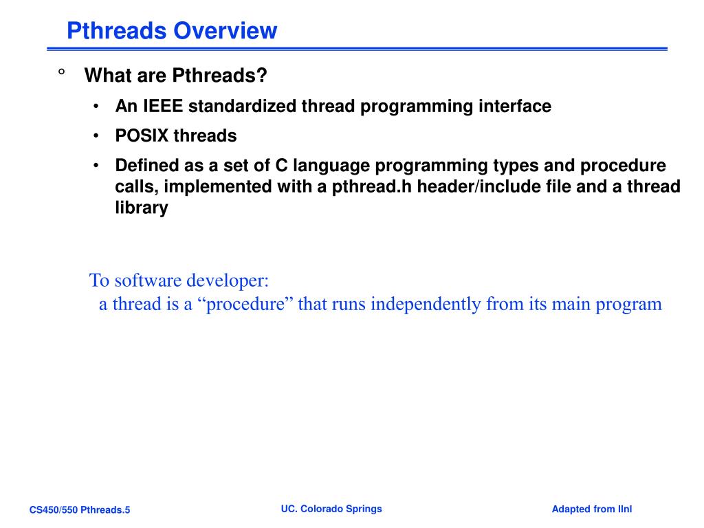 Ppt Cs450550 Operating Systems Lecture 2a Posix Threads Programming Powerpoint Presentation