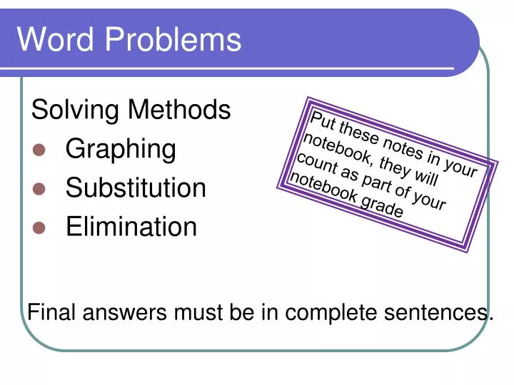 PPT - Word Problems PowerPoint Presentation, free download - ID:5772052