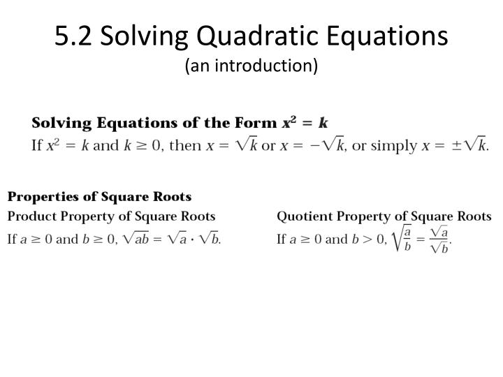 PPT - 5.1 – Introduction to Quadratic Functions PowerPoint Presentation ...