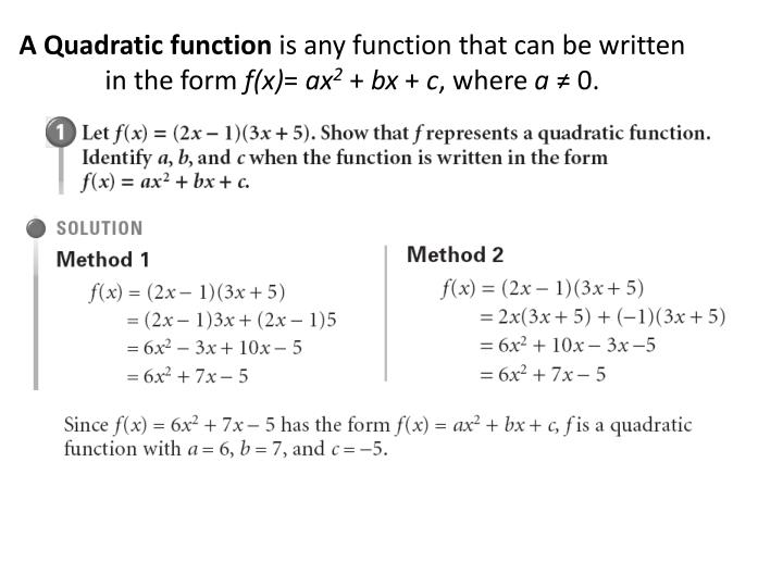 PPT - 5.1 – Introduction to Quadratic Functions PowerPoint Presentation ...