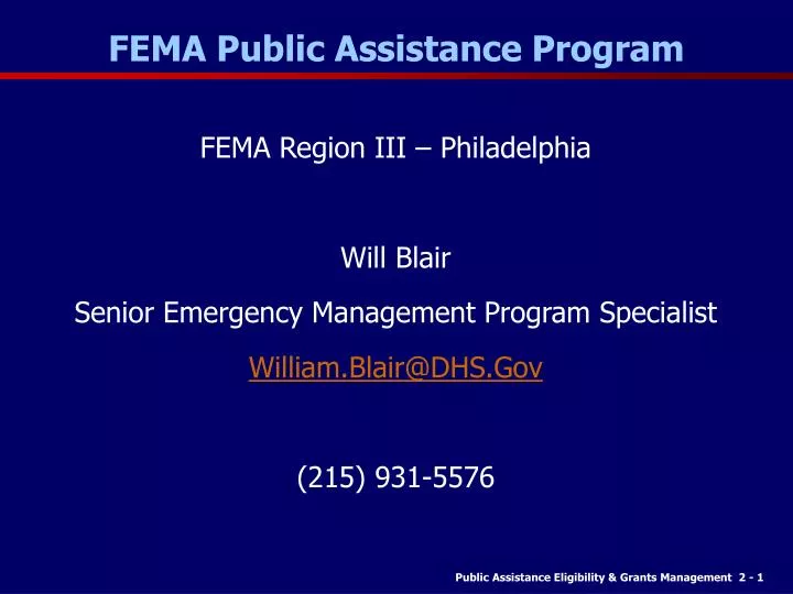 PPT - FEMA Public Assistance Program PowerPoint Presentation, free ...