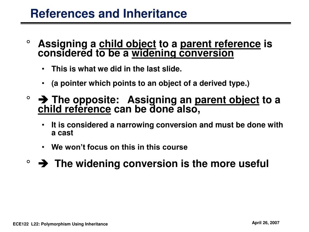 Ppt Ece 122 Engineering Problem Solving With Java Lecture 22 Polymorphism Using Inheritance