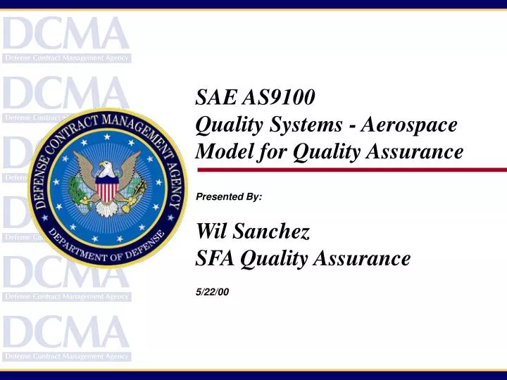 PPT - SAE AS9100 Quality Systems - Aerospace Model for Quality ...