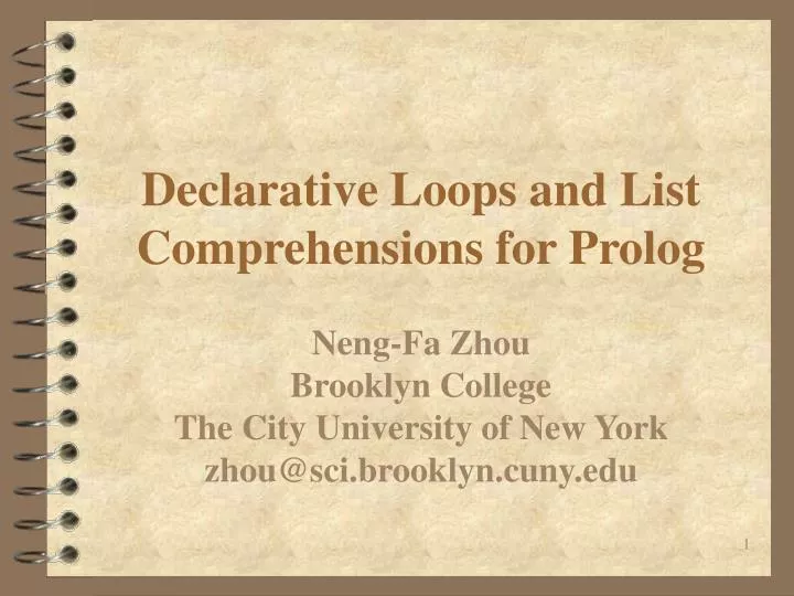 PPT - Declarative Loops and List Comprehensions for Prolog PowerPoint ...