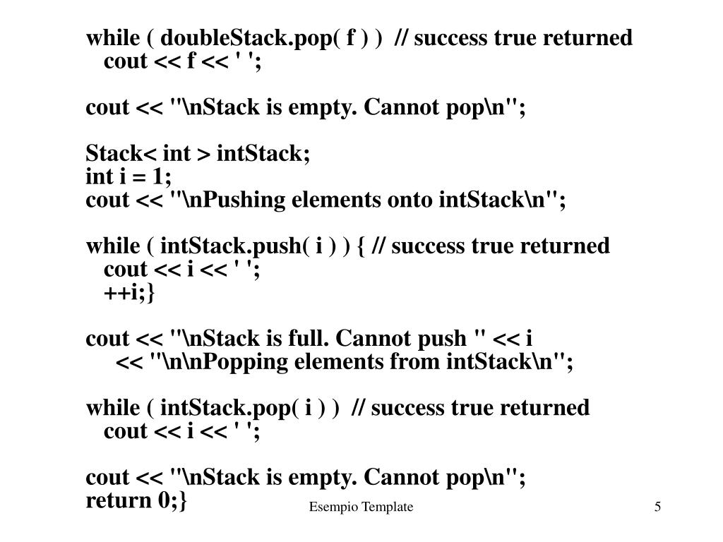 Ppt Class Template Stack Ifndef Tstack1h Define Tstack1h Template Class Stack 3636