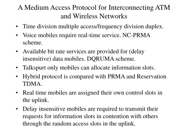 PPT - A Medium Access Protocol for Interconnecting ATM and Wireless ...