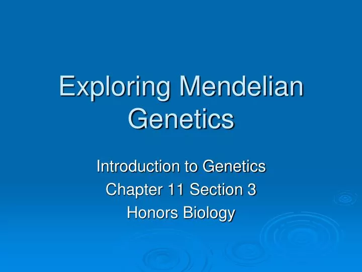 PPT - Exploring Mendelian Genetics PowerPoint Presentation, free ...