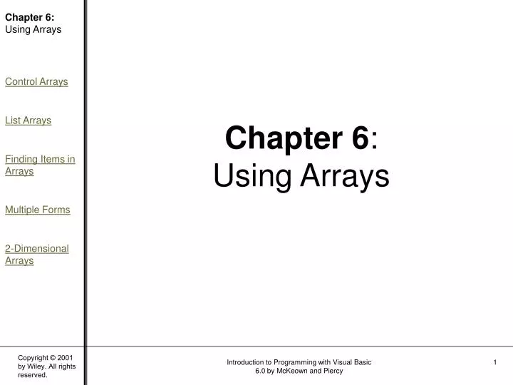 PPT - Chapter 6 : Using Arrays PowerPoint Presentation, free download ...