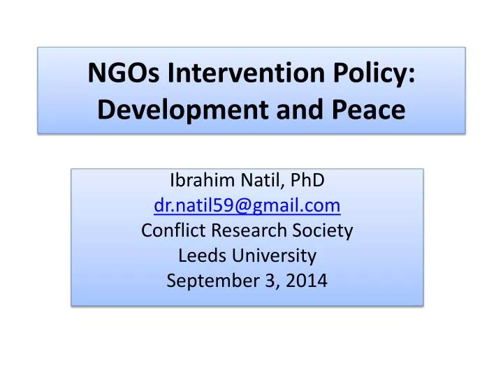 PPT - NGOs Intervention Policy: Development and Peace PowerPoint ...