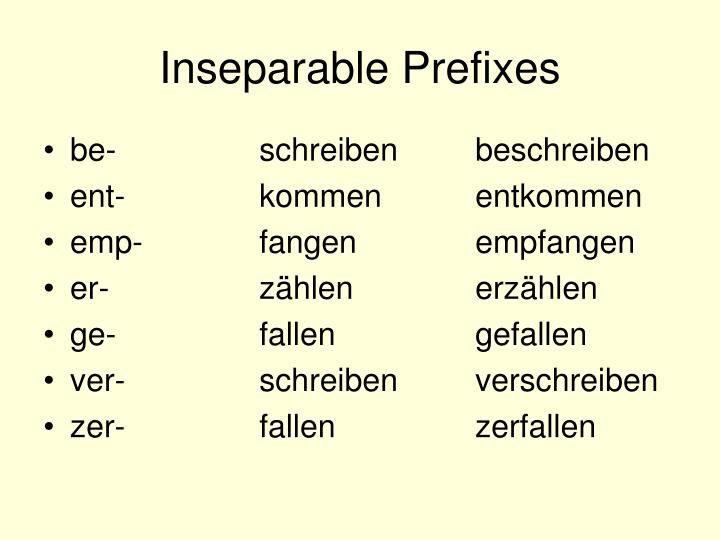 PPT - Präfixe –untrennbare und trennbare PowerPoint Presentation - ID ...