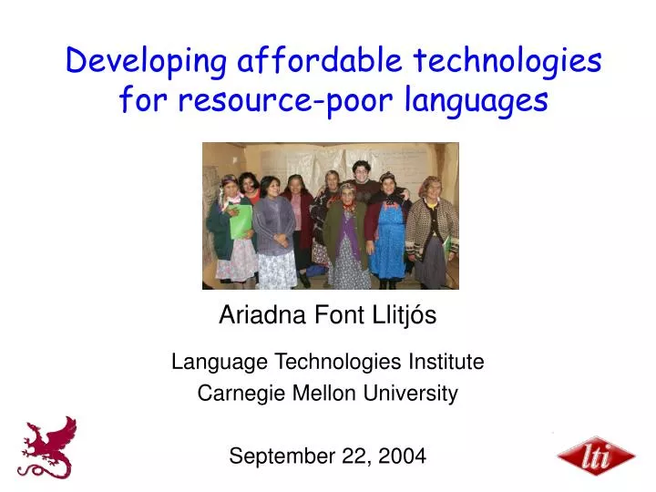 PPT - Developing affordable technologies for resource-poor languages PowerPoint Presentation ...