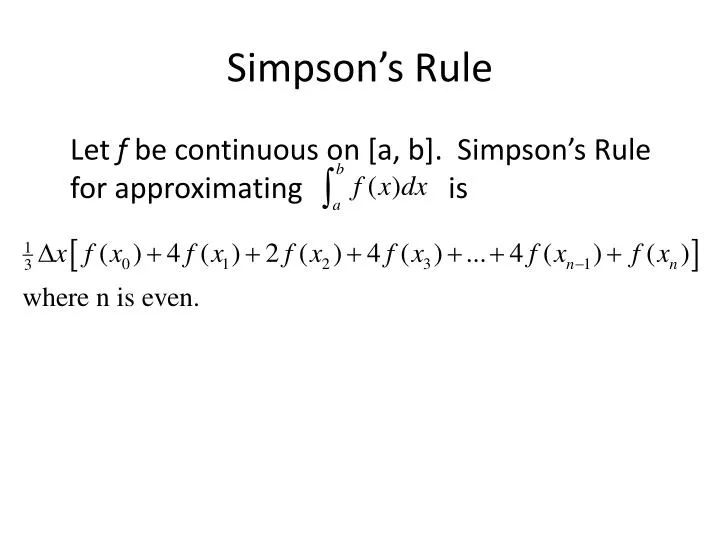 PPT - Simpson’s Rule PowerPoint Presentation, free download - ID:5782547