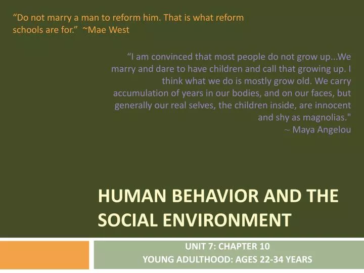 PPT - Human Behavior and the Social Environment PowerPoint Presentation ...