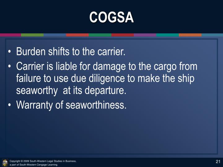 PPT - CHAPTER 6 The Carriage of Goods and the Liability of Air and Sea ...