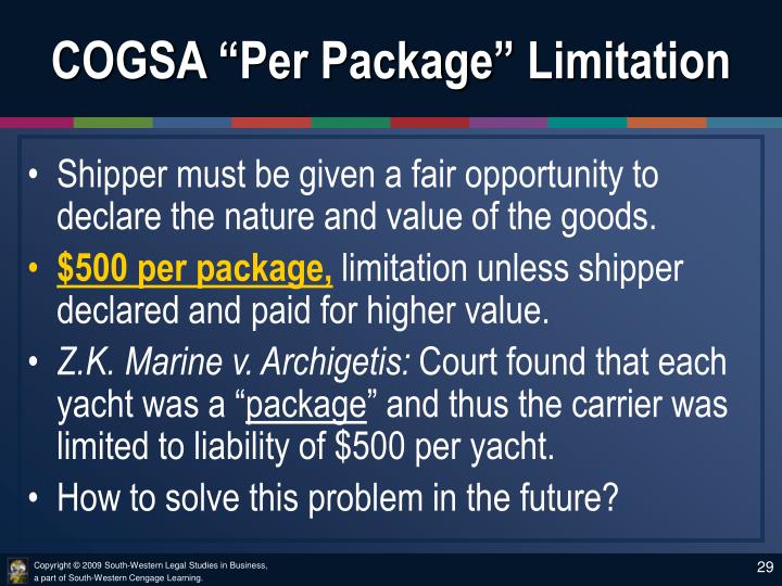 PPT - CHAPTER 6 The Carriage of Goods and the Liability of Air and Sea ...
