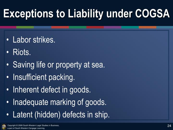 PPT - CHAPTER 6 The Carriage of Goods and the Liability of Air and Sea ...