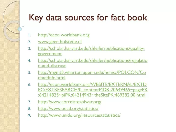 PPT - Key data sources for fact book PowerPoint Presentation, free ...