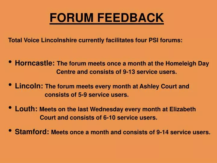 PPT - FORUM FEEDBACK PowerPoint Presentation, free download - ID:5795135