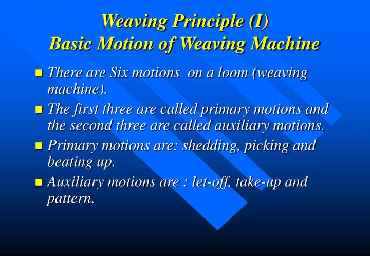 PPT - Introduction (1) Weaving Principle & Shuttle loom PowerPoint ...
