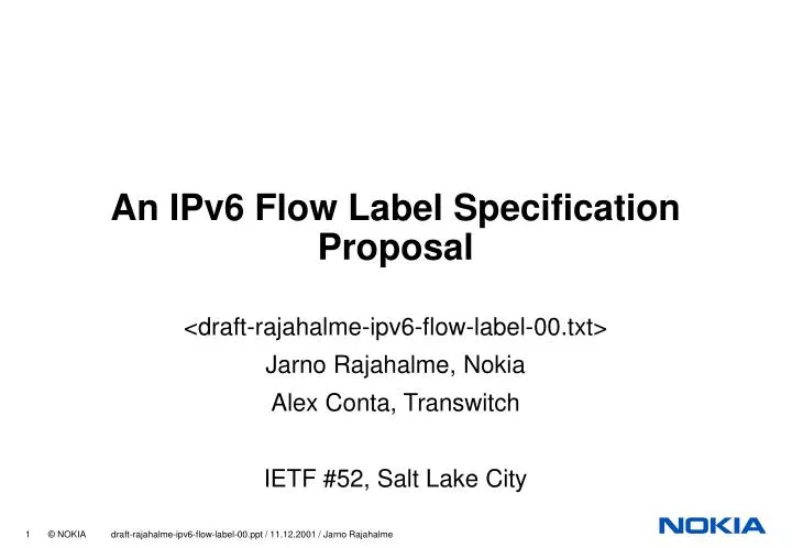 PPT - An IPv6 Flow Label Specification Proposal PowerPoint Presentation ...