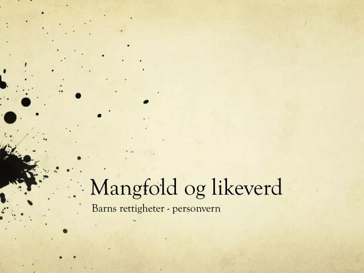 PPT - Mangfold og likeverd PowerPoint Presentation, free download - ID ...