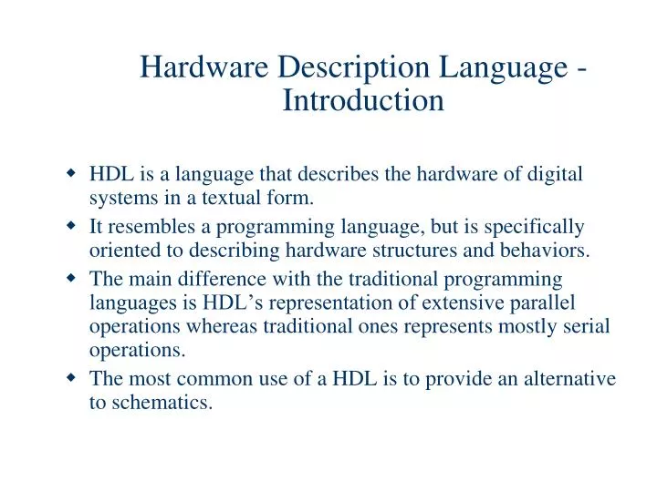 PPT - Hardware Description Language - Introduction PowerPoint ...