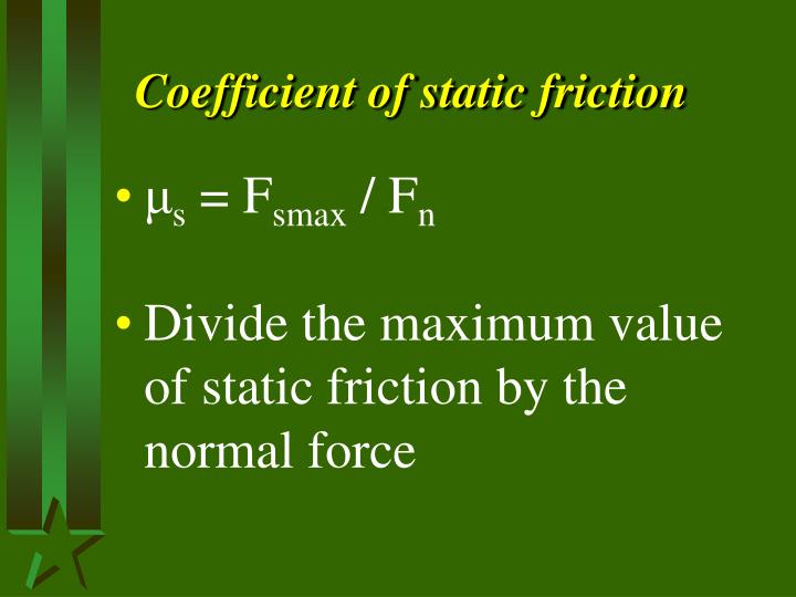 Coefficient Of Static Friction