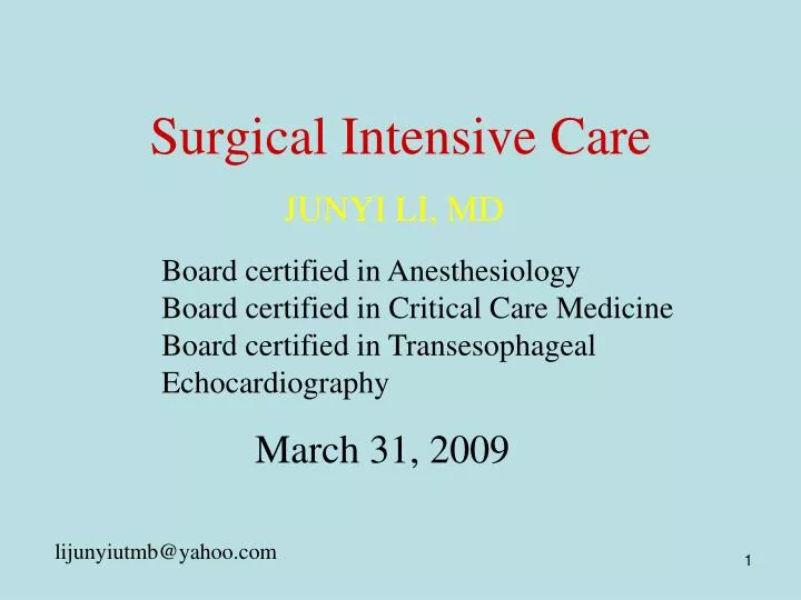 PPT - Surgical Intensive Care PowerPoint Presentation, free download ...