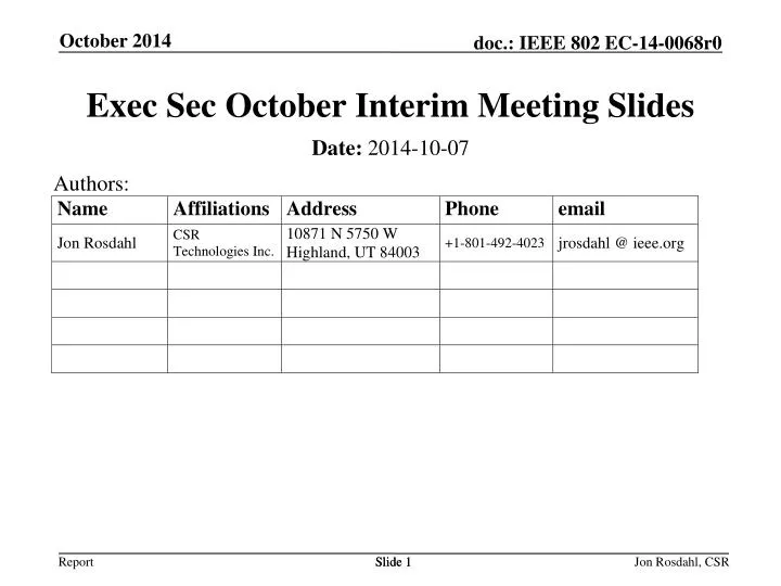 PPT - Exec Sec October Interim Meeting Slides PowerPoint Presentation ...