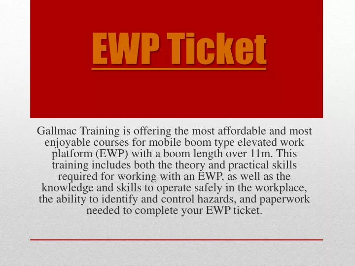 PPT - EWP Ticket PowerPoint Presentation, free download - ID:5810457