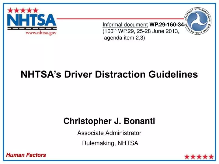 PPT - NHTSA’s Driver Distraction Guidelines PowerPoint Presentation ...