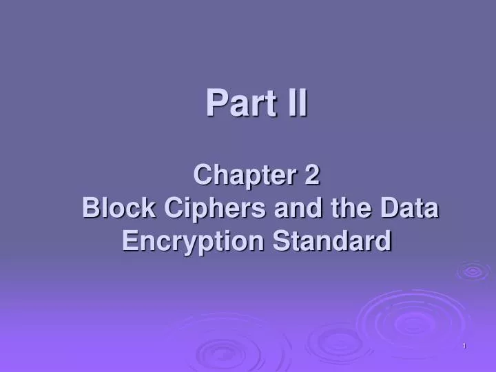 PPT - Part II Chapter 2 Block Ciphers and the Data Encryption Standard ...