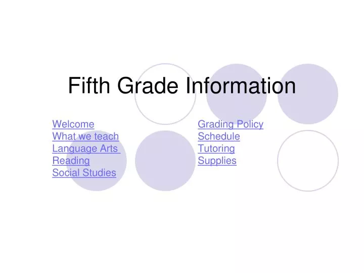 PPT - Fifth Grade Information PowerPoint Presentation, free download ...