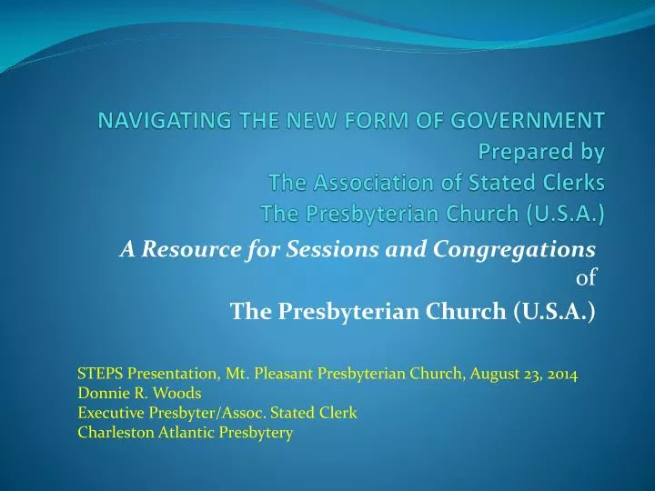 PPT - A Resource for Sessions and Congregations of The Presbyterian ...