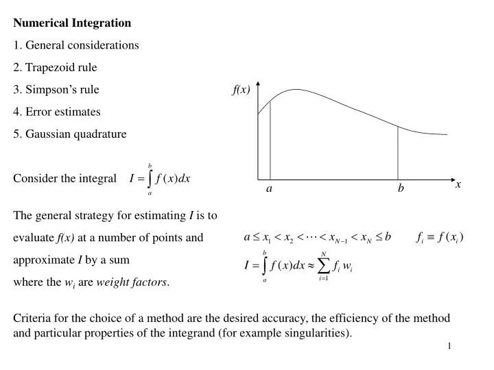 PPT - Numerical Integration General considerations Trapezoid rule ...