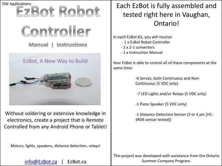 PPT - EzBot Robot Controller Manual | Instructions PowerPoint ...