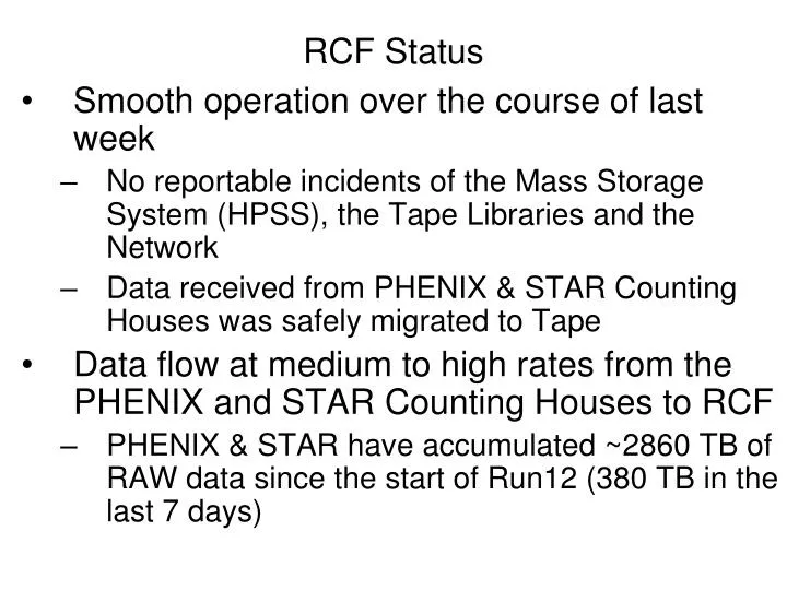 PPT - RCF Status PowerPoint Presentation, free download - ID:5820129