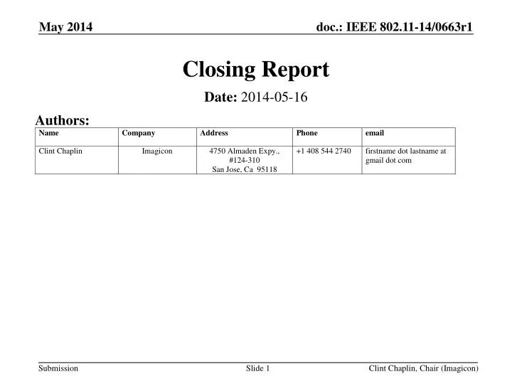 PPT - Closing Report PowerPoint Presentation, free download - ID:5820178