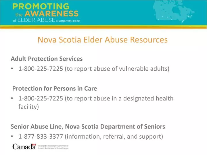 PPT - Adult Protection Services 1-800-225-7225 (to report abuse of ...