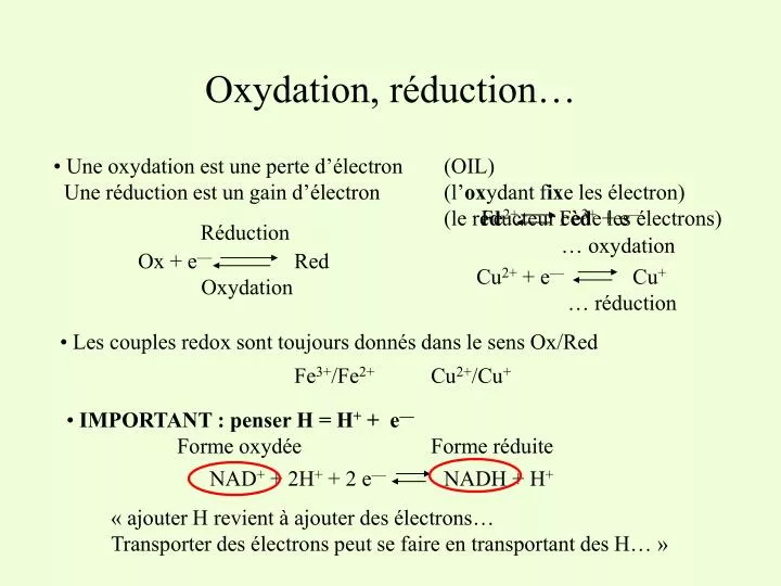 PPT - Oxydation, réduction… PowerPoint Presentation, free download - ID ...