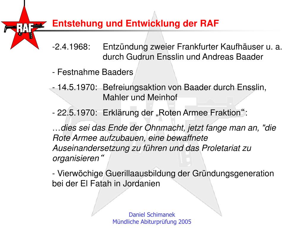 PPT - Die Rote Armee Fraktion: Eine Bewährungsprobe für den Rechtsstaat ...