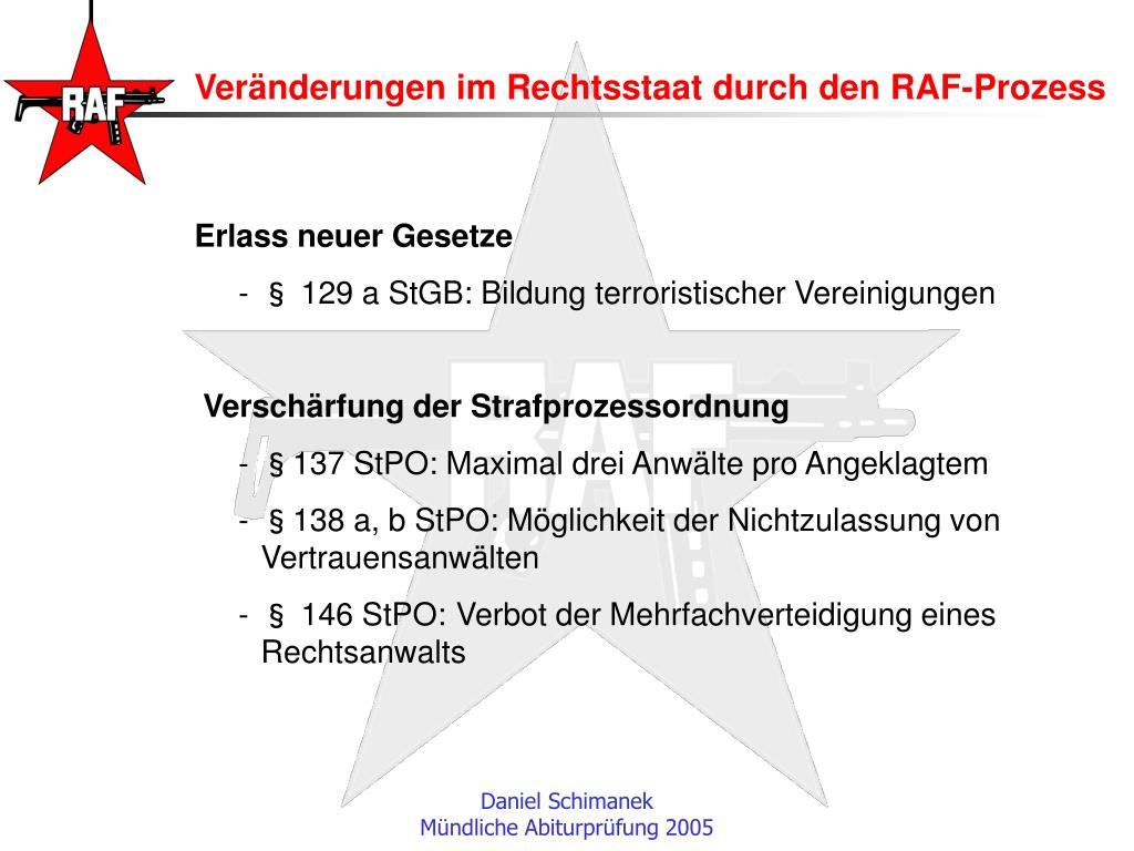 PPT - Die Rote Armee Fraktion: Eine Bewährungsprobe für den Rechtsstaat ...