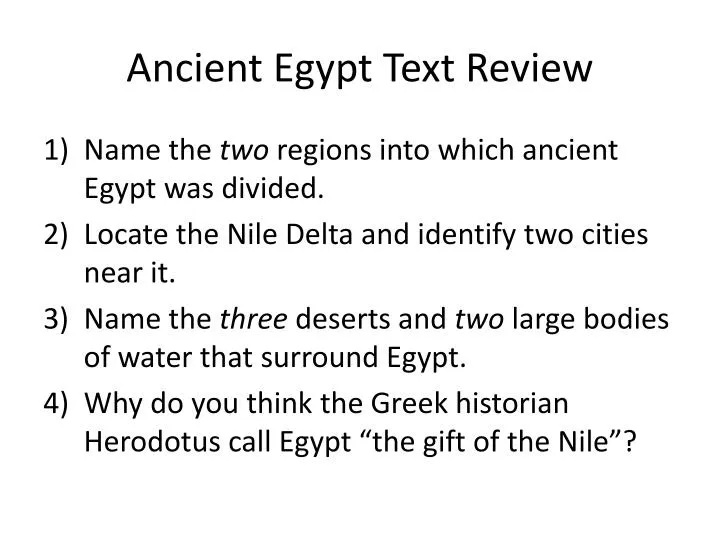 PPT - Ancient Egypt Text Review PowerPoint Presentation, free download ...